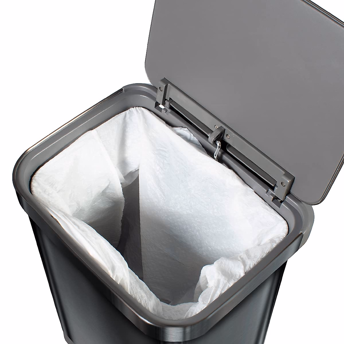 Glad Stainless Steel Step Trash Can with Clorox Odor Protection | Large Metal Kitchen Garbage Bin with Soft Close Lid, Foot Pedal and Waste Bag Roll Holder, 20 Gallon, All Pewter