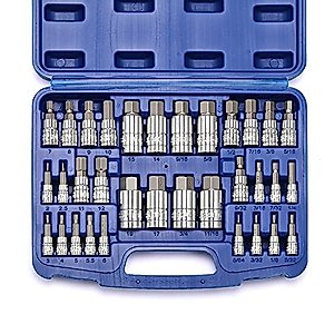 CASOMAN 33 Piece Master Hex Bit Socket Set, S2 Steel, SAE And Metric, Allen Socket Bit, 5/64-inch to 3/4-inch, 2mm to 19mm Socket Tool Kit