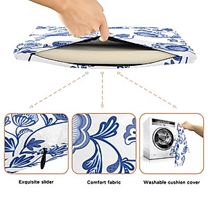 susiyo Square Chair Pads, Colorful Flowers Chinoiserie Style Seat Cushion Comfort Reduces Pressure Washable Memory Foam Chair Cushions for Kitchen Dining Carpet Rug Office Car 15.7" x 15.7"