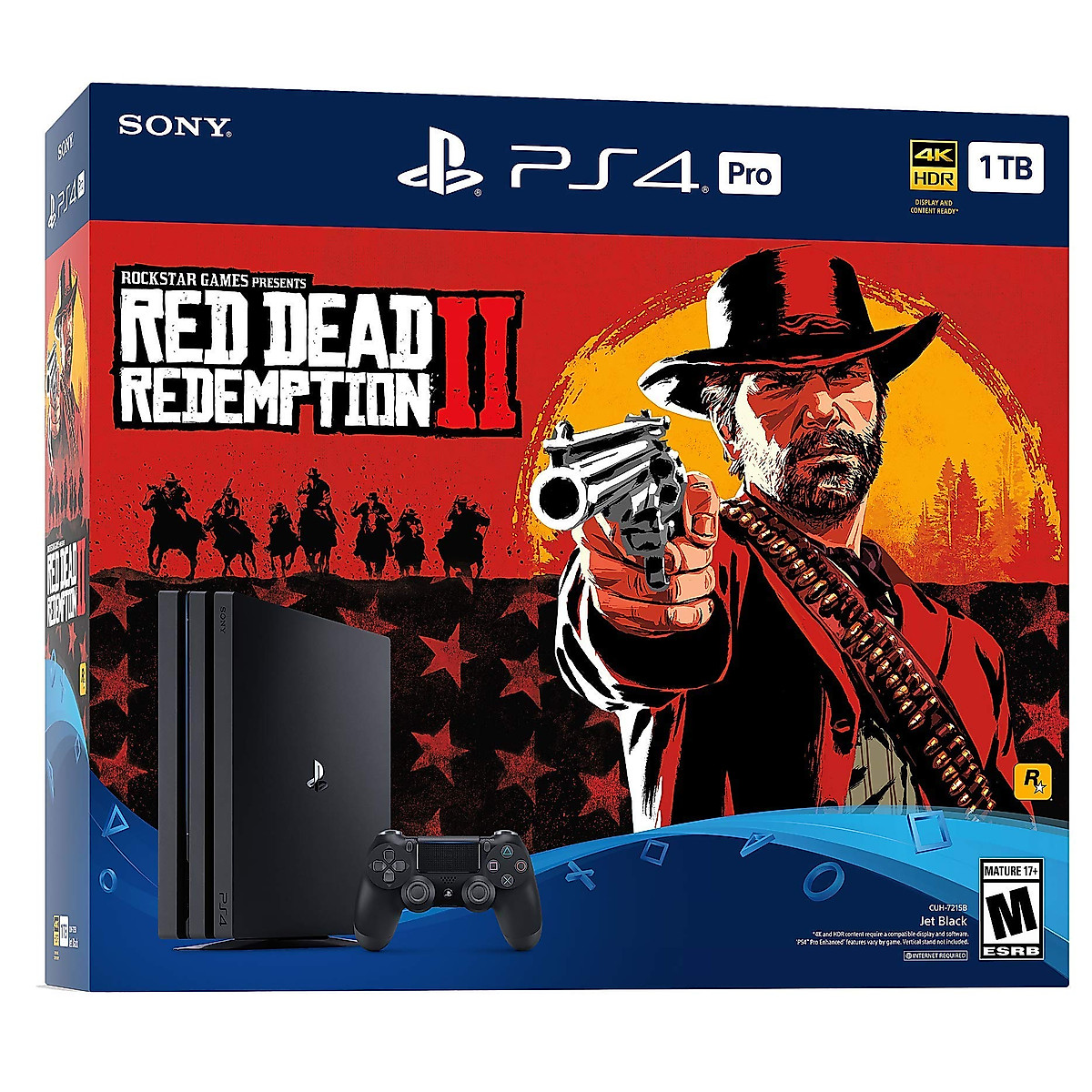 Playstation 4 Pro 1TB Solid State Drive Console with Red Dead Redemption 2 Bundle, 4K HDR, Playstation Pro Enhanced (Renewed)
