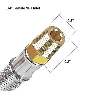 Generep RV PropaneTank Hose with Gauge, 2PCS 15 Inch Upgraded 1/4inch NPT RV Propane Pigtail Hose，Durable Stainless Braided, 2-Pack