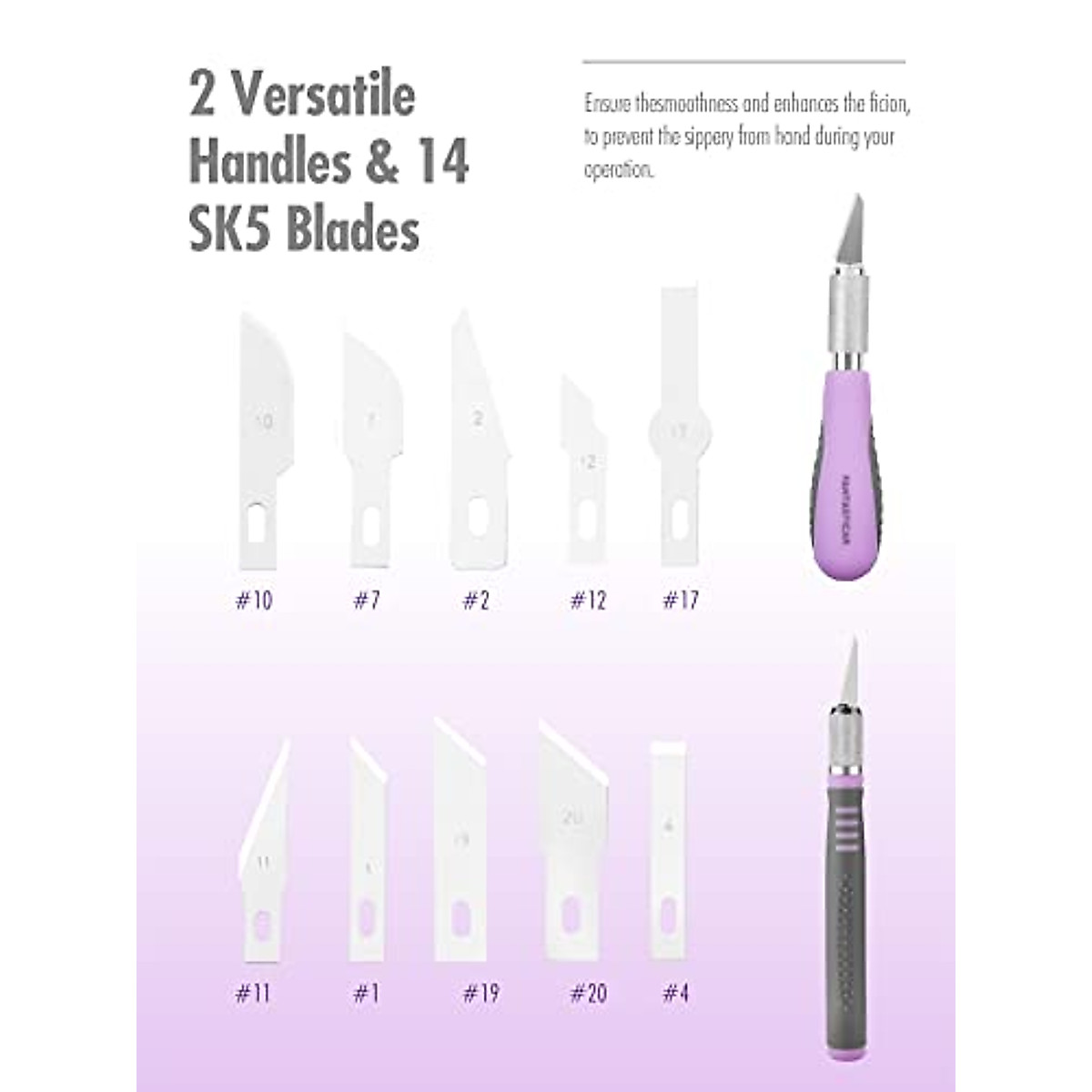 FantastiCAR Craft Knife Precision Cutter Hobby Knife Blades Set (18pcs) for Art Work, Scrapbooking, Stencil, Architecture Modeling, Wood Leather Working (Purple)