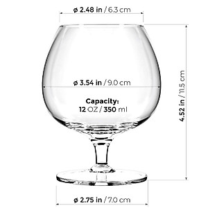 Luxbe - Cognac & Brandy Crystal Small Glasses Snifter, Set of 4 - Handcrafted - 100% Lead-Free Crystal Glass - Great for Spirits Drinks - 12-ounce