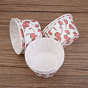 100PCS Mini Cupcake Liners Polka Dots/Stars Baking Paper Cups, Muffin Cases, Making Cake Balls, Muffins, Cupcakes, Candies, for Birthday Holiday Party Wedding(Strawberry)