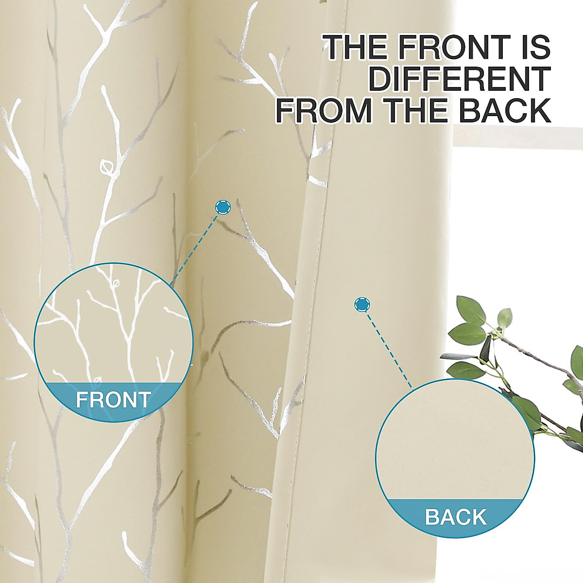 BUHUA Grommet Top Window Draps for Living Room Bedroom Curtains Energy Saving Room Darkening Impede Light Privacy Curtains, 52W x 84L, 2 Panels, Beige