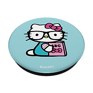 Hello Kitty Nerd Glasses Reading Book PopSockets PopGrip: Swappable Grip for Phones & Tablets