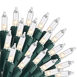 Joiedomi Clear Christmas Lights Outdoor, 450(3x150) Counts 116.7FT Christmas Tree Lights Indoor, Warm White String Lights, Green Wire Xmas Lights Decorations for Holiday Event Wedding Party Decor