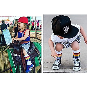 Xiyadun Unisex Toddler & Childs Cotton Knee High Calf Stripe Athletic Tube Socks(4-6 Years)