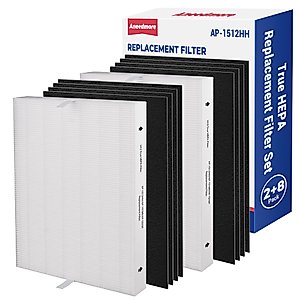Aneedmore AP-1512HH Filter Replacement Compatible with Coway Airmega AP1512HH and 200M Air Purifiers, 2 HEPA(H13) Filter + 8 Activated Carbon Filters. Part # 3304899