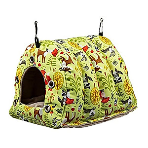 Yajuyi Winter Parrot Cage Hammock Parrots Bird Bed Perch Swing Birdcage Accessories Parrot Shed Birds Hanging Nest for Finches Cockatoo Bluebirds, M