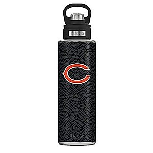 Tervis Triple Walled NFL Chicago Bears Insulated Tumbler Cup Keeps Drinks Cold & Hot, 40oz Wide Mouth Bottle - Stainless Steel, Black Leather