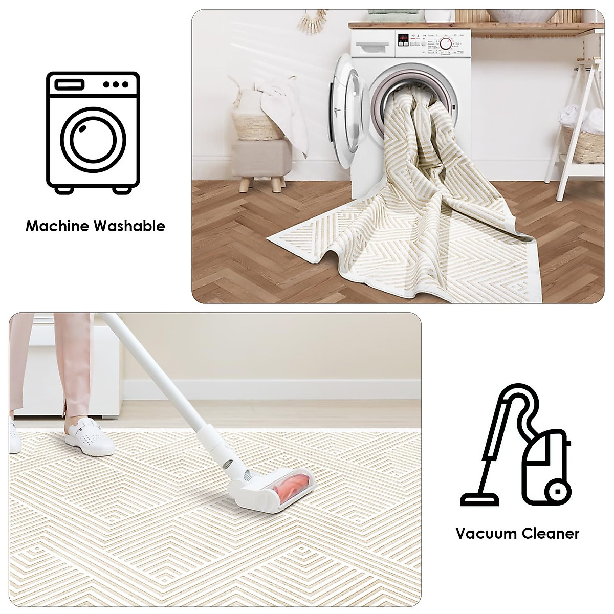 Comfwell Door Mat Indoor Entrance 2x3 Beige Rug Machine Washable Rug, Small Area Rug - Stain & Water Resistant Non Slip - for Entryway; Kitchen; Front Door Indoor Entrance, Beige