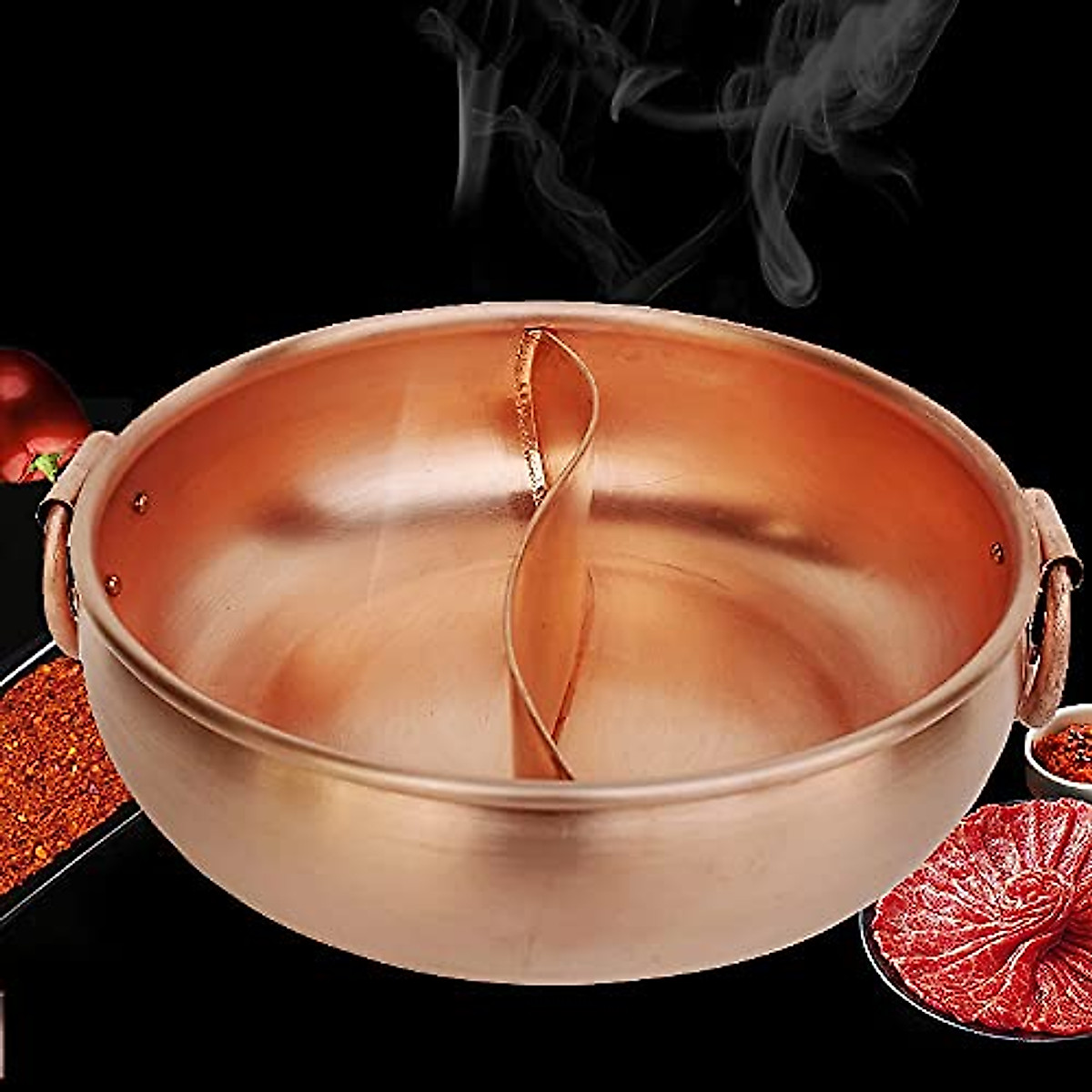 TAOBAO Household Hot Pot Copper Pot, Induction Cooker Hot Pot Thickened Hot Pot, Mandarin Duck Pot