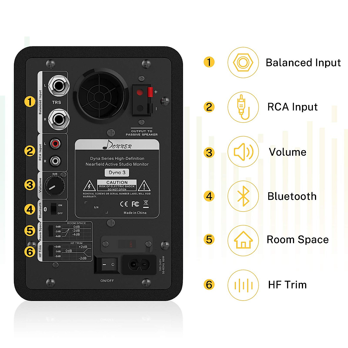 Donner Studio Monitors 3" Near Field Studio Monitors with CSR 5.0 Bluetooth, for Music Production, Live Streaming and Podcasting, 2-Pack Including Monitor Isolation Pads-New Version(Dyna3 Black)
