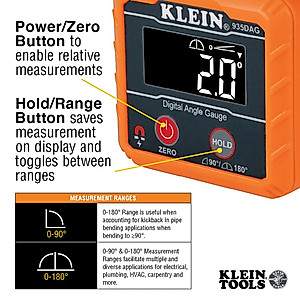 Klein Tools 935DAG Digital Electronic Level and Angle Gauge, Measures and Sets Angles & General Tools T-Bevel Gauge & Protractor - Digital Angle Finder with Full LCD Display & 8" Stainless Steel Blade