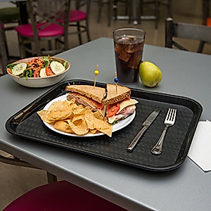 Carlisle FoodService Products Cafe Plastic Fast Food Tray, 14" x 18", Black, (Pack of 12)