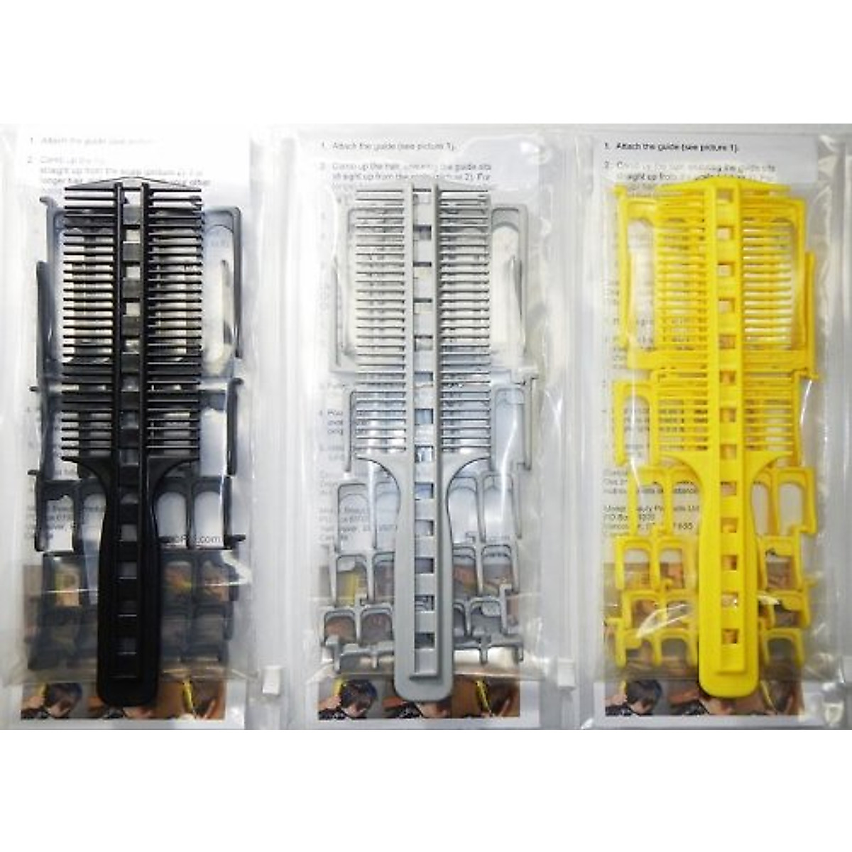 CombPal Scissor Clipper Over Comb Hair Cutting Tool - DIY Home Hair Cutting Guide Comb Set (Classic Set, Yellow)