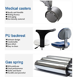 Standard Dental Mobile Chair Doctor's Stool PU Leather Dentist Chair Swivel Work Chair