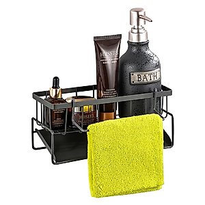 YISMAN Sink Holder for Sponge, Dish Brush, Soap, Scrubber, Dishcloth, No Punching,with Detachable Hanging Rod,Grey