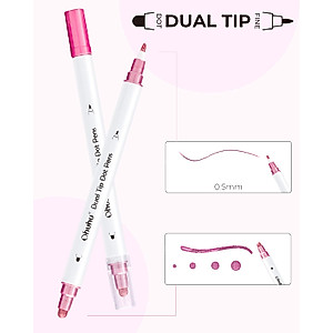 Ohuhu Dual Tip Dot Markers: 15 Colors Dot Marker Pens (Fine & Dot) for Kids Adults Water-Based Ink Metallic & Regular Colors Dot Pens for Journaling Scrapbooking DIY Highlighting Drawing Markers