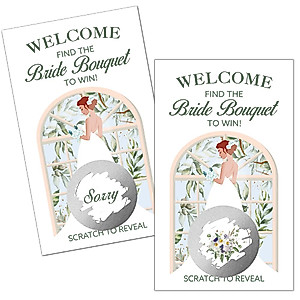 Haizct 50 Pack Wedding Dress Bridal Shower Scratch Off Game Cards for Country Wedding, Bridal Shower, Bridal Lottery Tickets, Wedding Shower Ideas (GK068)