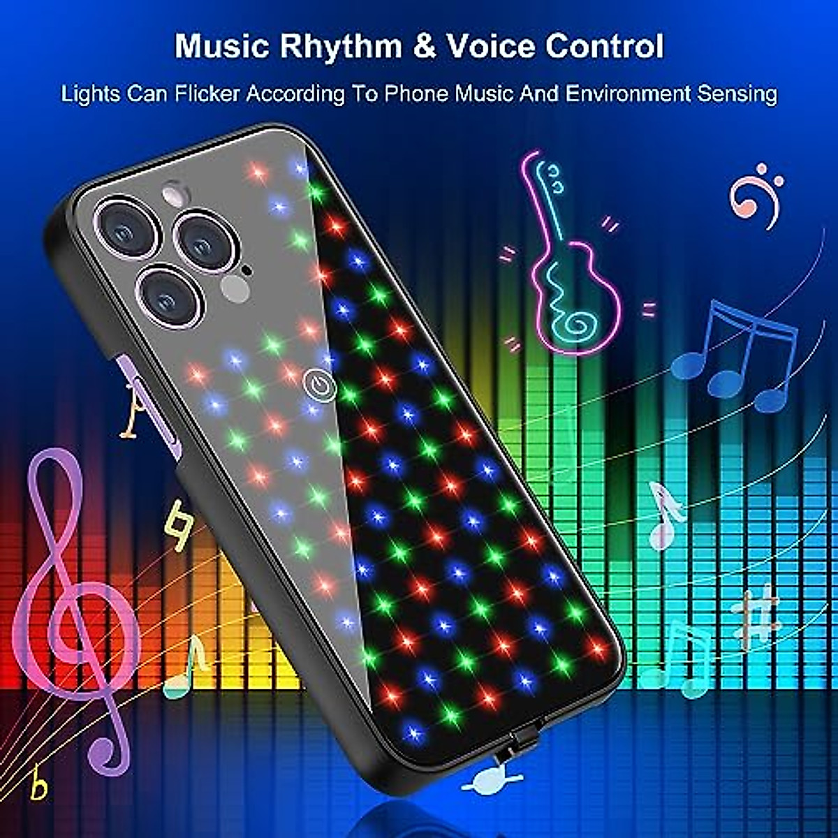 YOLOLAND iPhone 14 Pro Max Phone Case, RGB Led Luminous Phone Case, Starry Sky Shining, Colorful Flashes