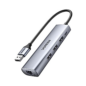 UGREEN USB 3.0 Ethernet Adapter Hub with RJ45 10 100 1000 Gigabit Ethernet Converter LAN Wired Network Adapter 3 Ports USB 3.0 Hub Compatible for MacBook Mac Mini iMac Surface Pro Chromebook Laptop PC