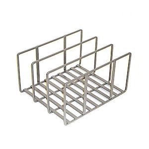 Seville Classics Vertical Pan Lid Rack Kitchen Counter and Cabinet Organizer, 10" W x 8.5" D x 5" H, Platinum