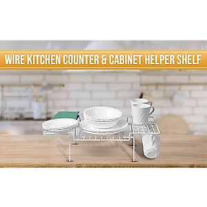 Ybm Home Wire Kitchen Counter and Cabinet Helper Shelf, Shelf Storage Organizer White 2214 (1)