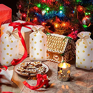 iziusy 50 Pcs Candy Cookies Plastic Drawstring Gift Bags Gold Dot Treat Bags for Birthday Party Snack Wrapping Wedding Gift Party Favor