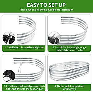 LANXU Galvanized Raised Garden Bed, 0.6MM Thickness, 4x2x1FT, Breathable Side Vents Metal Garden Planter for Vegetables Flowers Herbs