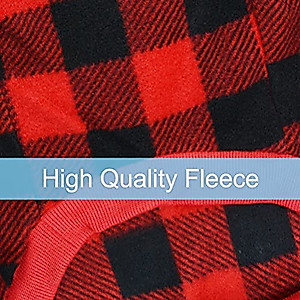 Plaid Dog Hoodie Pet Fleece Sweater Winter Coat with Hat for Small Medium Large Dogs Red and Black L