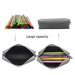 Enyuwlcm Fabric Stationery Stylish Simple Pencil Bag Small Square Waterproof Pencil Case Black and Gray 2 Pack