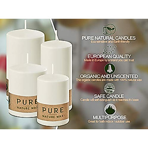 Hyoola Pure Natural Pillar Candles - Made of 100% Natural Wax - Paraffin Free - 2.3 x 3.5 Inch - White Pillar Candles - 4 Pack