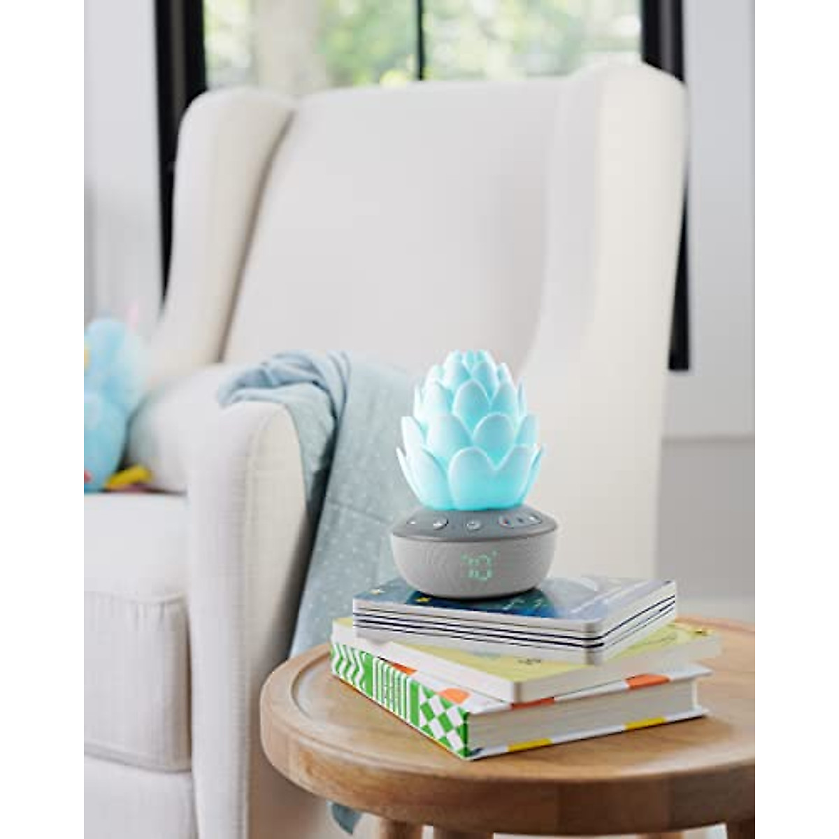 Skip Hop Baby Sound Machine, Cry Activated, Succulent Glow Soother, Grey White