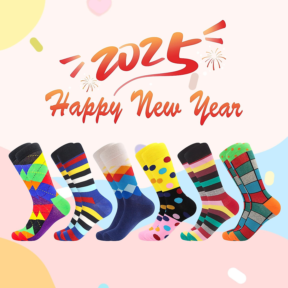 BONANGEL Mens Dress Socks Fun Funny Colorful Crazy Crew Dress Socks For Men 9-12