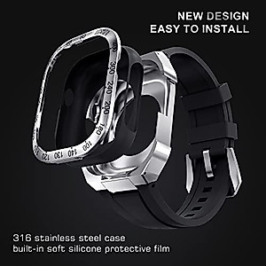 BEIZIYE Stainless Steel Case with Band Compatible Apple Watch Ultra 49mm, Designed for Men's Apple Watch Ultra 49mm Case (Silvery)