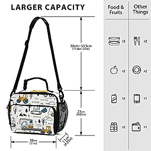 Lunch Bags Boxes Insulated Small Girls Cooler Kids Boys Thermal Childish Truck Excavator for School Student with Shoulder Strap Water-Resistant