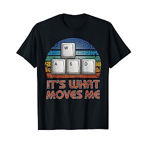 Vintage WASD PC Gamer T-Shirt - Classic Fit, Short Sleeve, Black - Gift for Men & Boys