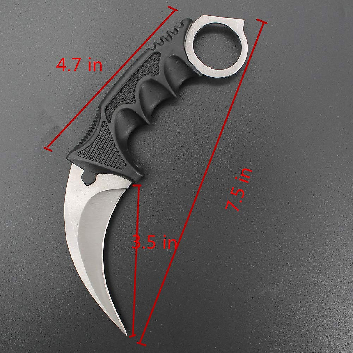 WeTop Karambit Knife, CS-GO for Hunting Camping Fishing and Field Survival, Stainless Steel Fixed Blade Tactical Knife with Sheath and Cord (Silver).