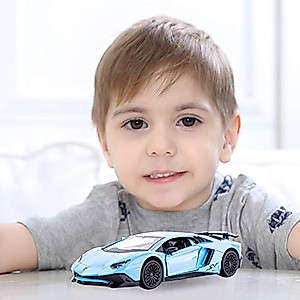 TGRCM-CZ 1/36 Scale Aventador LP700-4 Casting Car Model, Zinc Alloy Toy Car for Kids, Pull Back Vehicles Toy Car for Toddlers Kids Boys Girls Gift (Blue)