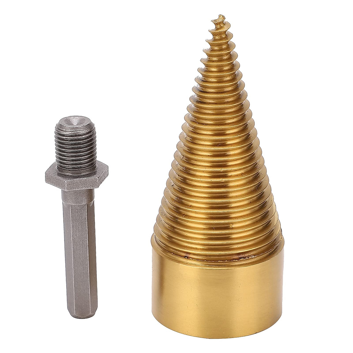 Hex Shank Drill Screw Cone, 42mm Ti Plating Split Tool Twist Firewood Splitter, Tree Stump Breaker Wood Cone Punch Drill Bit