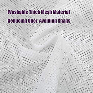 Nicunom 6 Pack Sturdy Coarse Mesh Laundry Bags, 24"x 36" Large Drawstring Laundry Bag Durable Machine Washable Storage Bag for College, Dorm and Apartment Dwellers, White