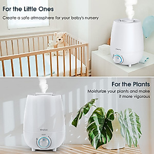 Mikikin Cool Mist Humidifiers, Ultrasonic Air Humidifier for Bedroom, Baby, Nursery, Home, Quiet, 3L Top Fill Humidifier with 360° Rotatable Nozzle, Essential Oils Tray, Auto Shut-Off, Easy to Clean