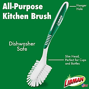 Libman Green & White Cleaning Brush Kit, 3-Piece Set, All-Purpose Brushes for Kitchen, Basins, Sinks, Dishwashers