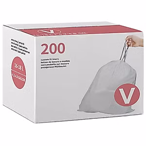 Code V 200 Count Heavy Duty Drawstring Trash Bags THICK White Garbage Can Liners 4.2-4.8 Gallon / 16-18 Liter Heavy Duty White Drawstring Garbage Liners