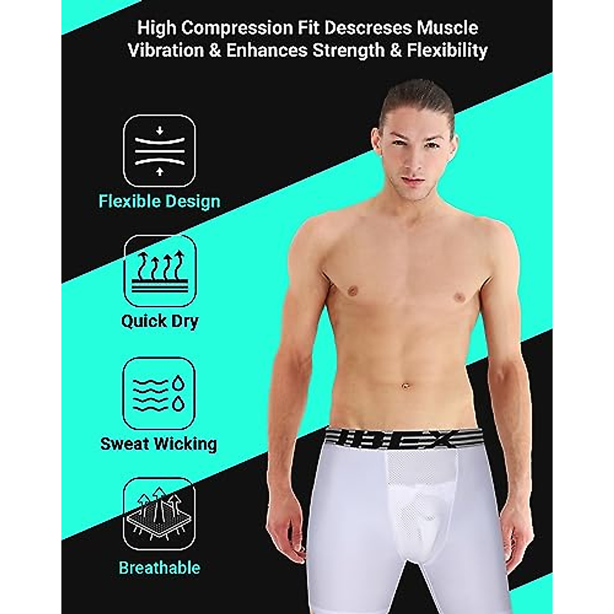 Ibex Athletic Youth Compression Shorts with Protective Cup - Youth Cup Underwear with Cup, Boys Compression Shorts - Y Small White