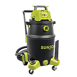 Sun Joe SWD16000 16-Gallon 1200-Watt 6.5 Peak HP Wet/Dry Shop Vacuum, HEPA Filtration, Wheeled w/Cleaning Attachments, for Home, Workshops, Pet Hair and Auto Use, 16 Gallon, Black/Green