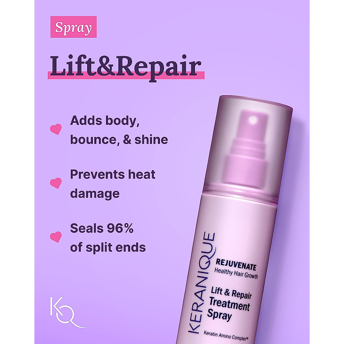 Keranique Color Treated Shampoo and Conditioner Set with Hair Thickening Spray - Keratin Enriched Color Boost Set w/Shampoo & Conditioner and Lift & Repair Spray for Women w/Fine, Thin, Colored Hair