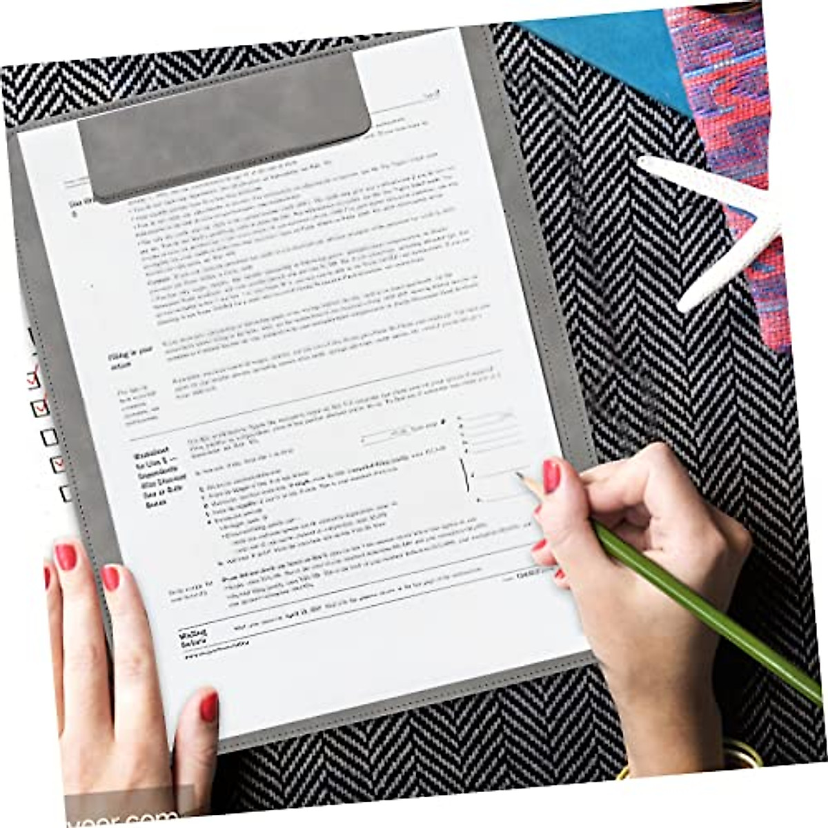 Ciieeo Folder Board Metal Clip Board Office Stuff Business Supplies Realtor Supplies Marketing Supplies Clipboard Pu Grey Writing Support Plate Exam Paper Base Paper File Organizer Metal